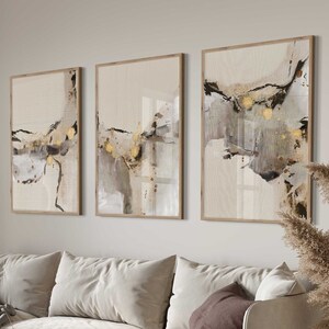 Beige Abstract Art Print Set Modern Neutral Abstract Gallery - Etsy