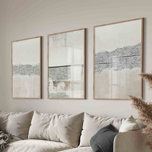 Textured Abstract Wall Art Greige Gallery Wall Art Set of 3 Nordic ...