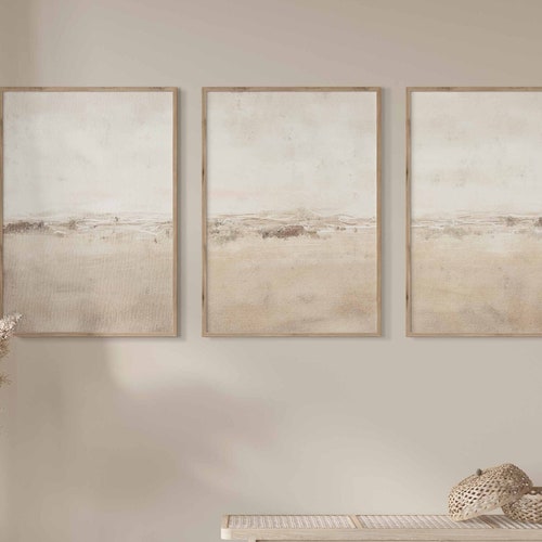 Neutral Wall Art Prints Botanical Line Art Set of 3 Beige - Etsy