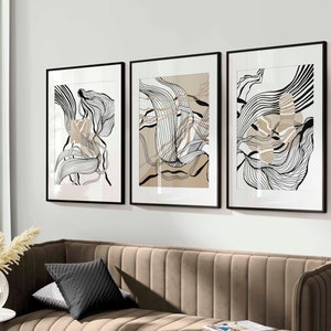 Modern Neutral Abstract Print Gallery Wall Art Set of 3 Prints Modern ...