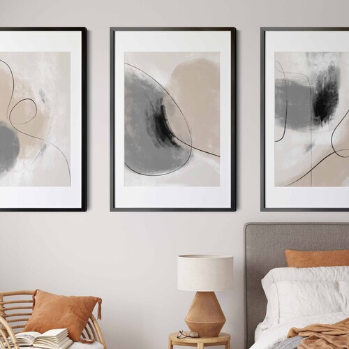 Modern Neutral Abstract Gallery Wall Art Set of 3 Nordic - Etsy