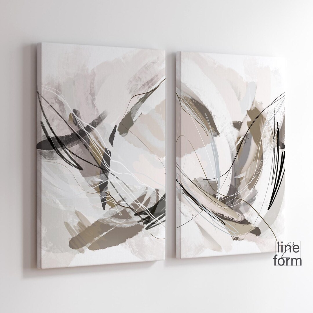 Modern Simple Neutral Gallery Wall Art Set of 2 Pastel Nordic Prints ...