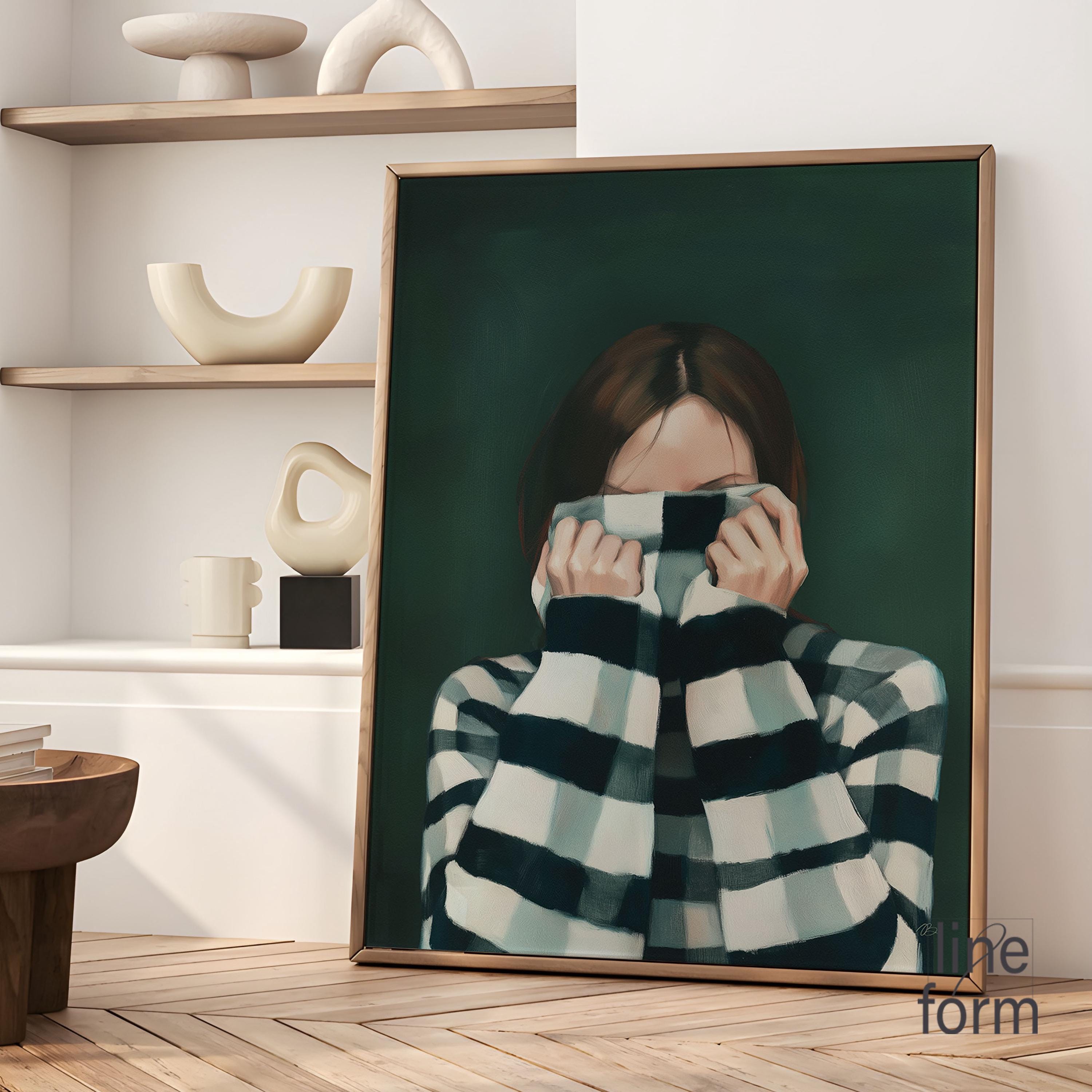 Emerald Green Abstract Woman Art Print: Minimalist Japandi Decor - Etsy