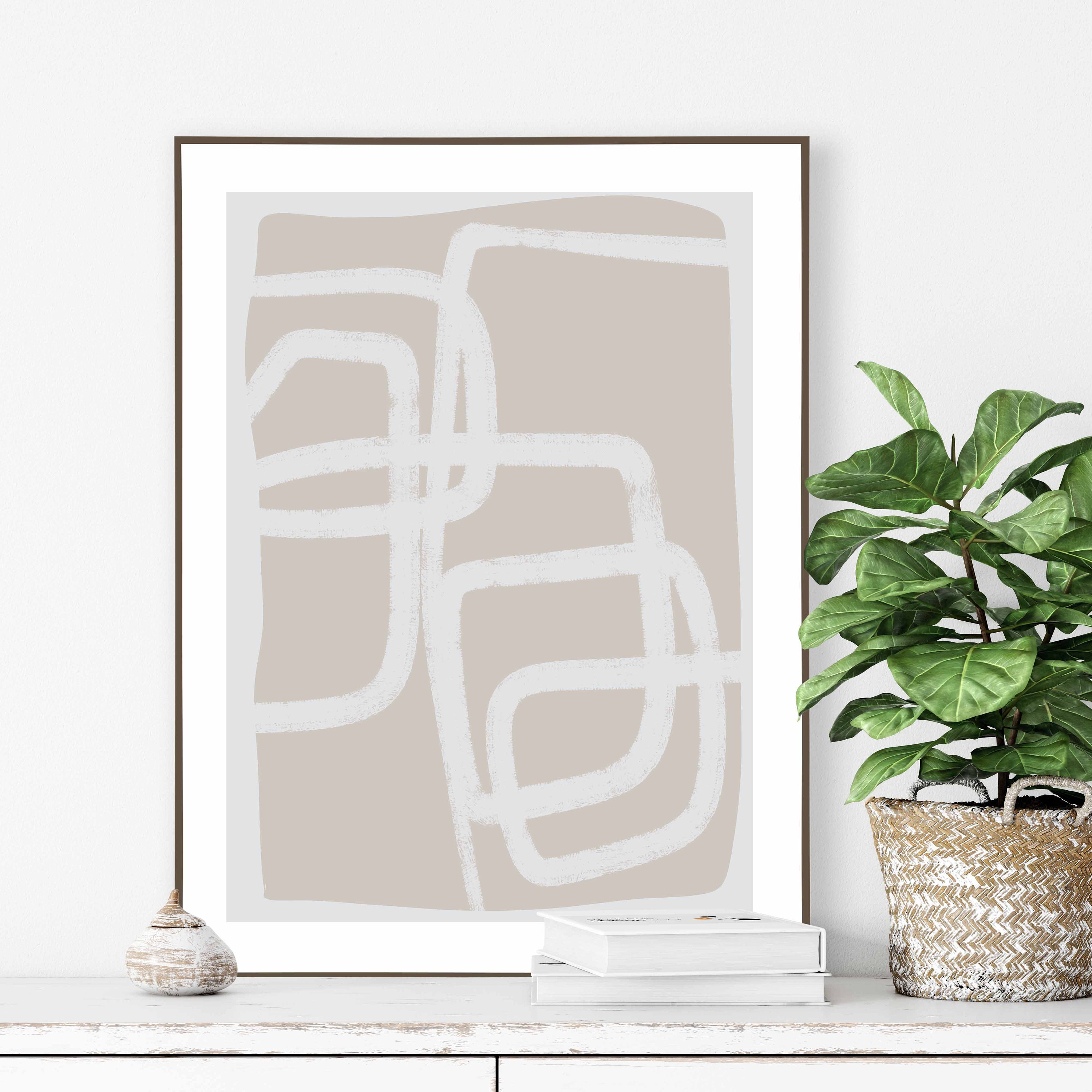 Greige Brush Strokes Nordic Wall Art Simple Abstract Art - Etsy