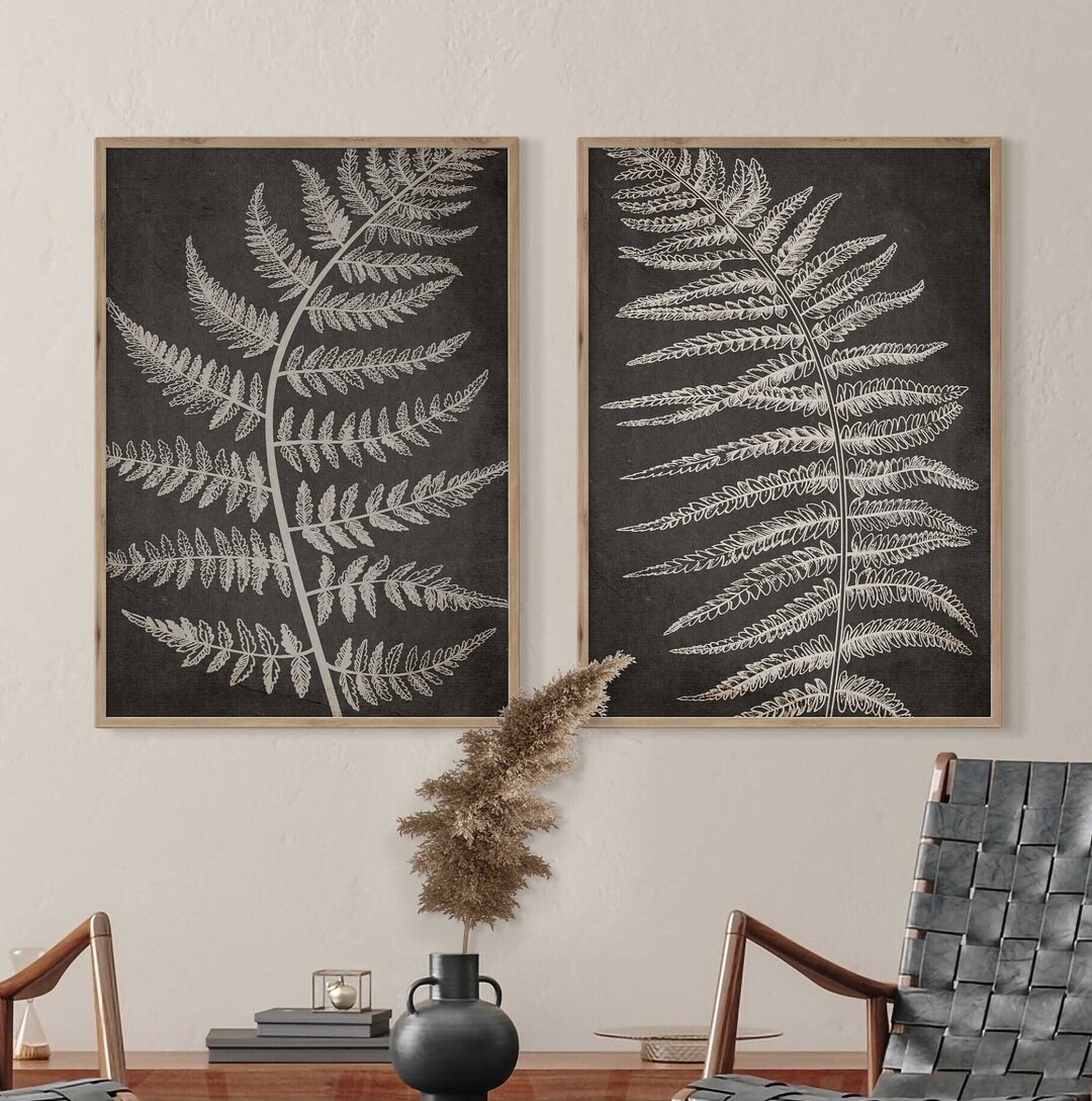 Neutral Botanical Print Set of 2, Fern Botanical Prints, Boho Gallery ...