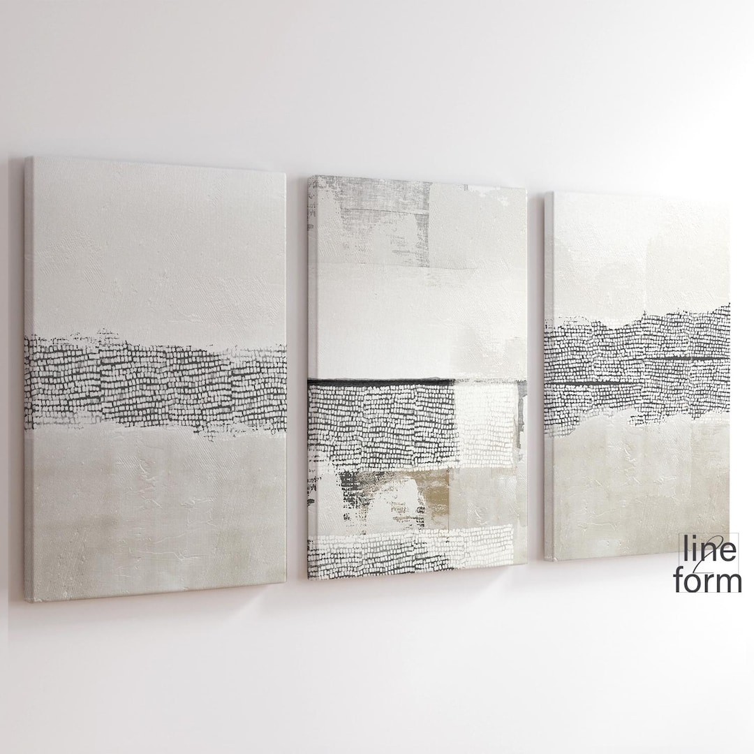 Textured Abstract Wall Art Greige Gallery Wall Art Set of 3 Nordic ...