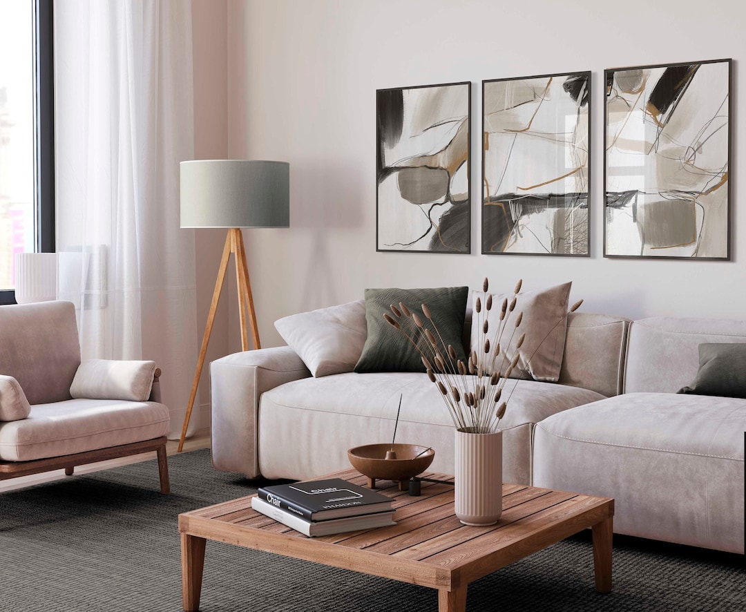 Modern Neutral Abstract Gallery Wall Art Set of 3 Neutral Wall Prints ...