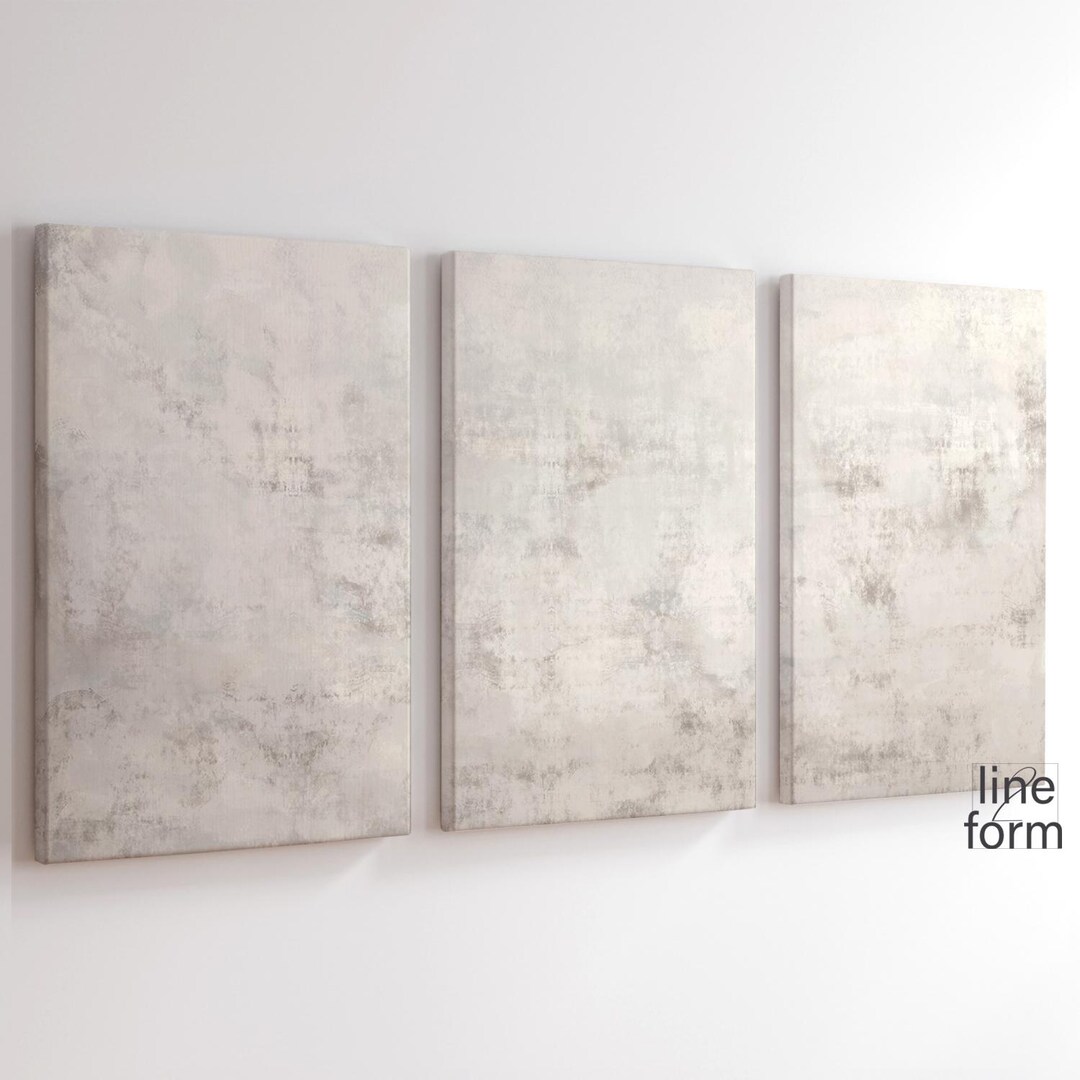 Greige Abstract Gallery Wall Art Set of 3: Nordic Minimalist Prints ...