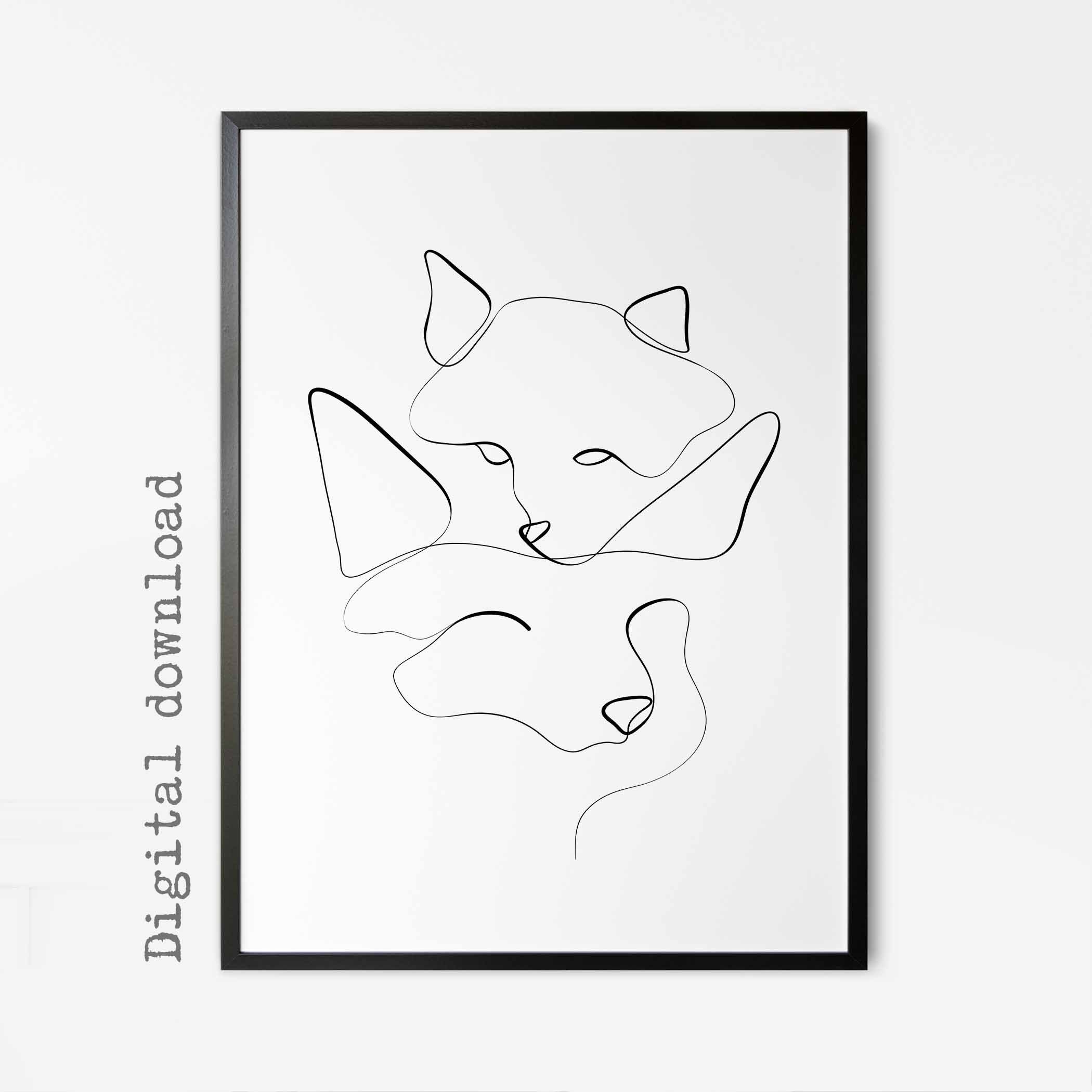 Nursery Wall Art Set of 6 Animal Print Line Drawing One Line - Etsy