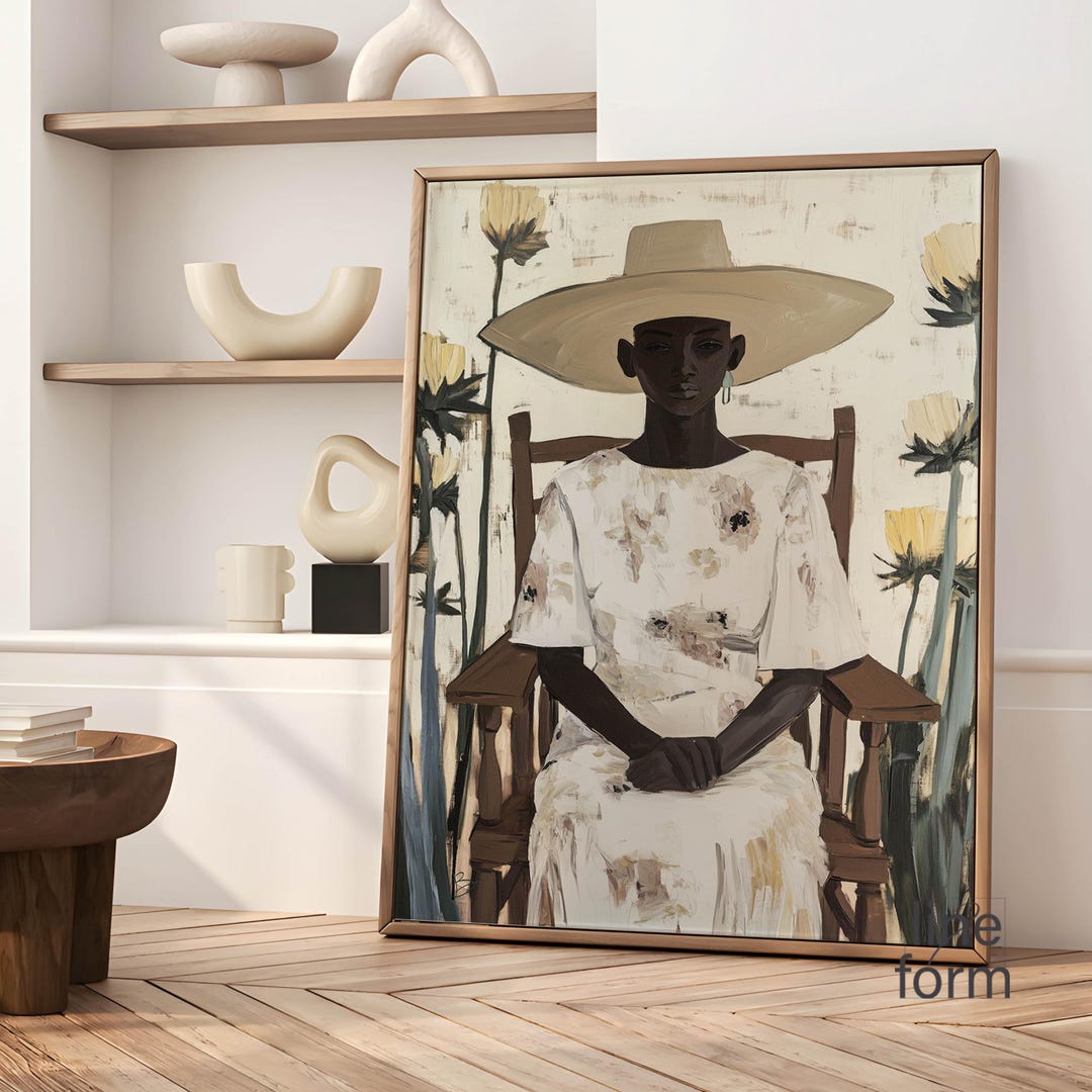 African Woman Art Print: Vintage Neutral Colors Wall Art - Etsy