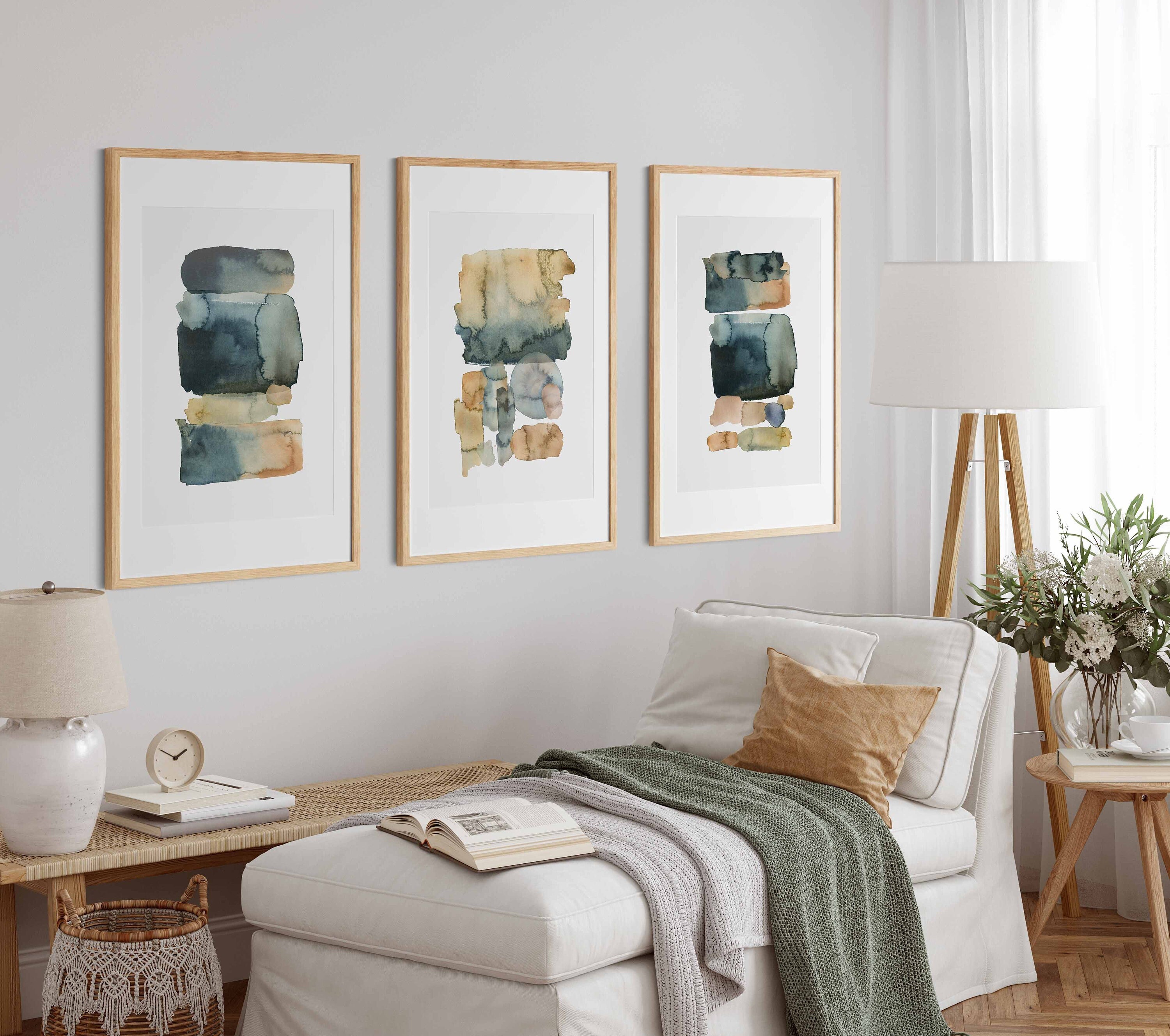 Watercolor Shapes Print Set of 3: Abstract Nordic Gallery Wall Art ...