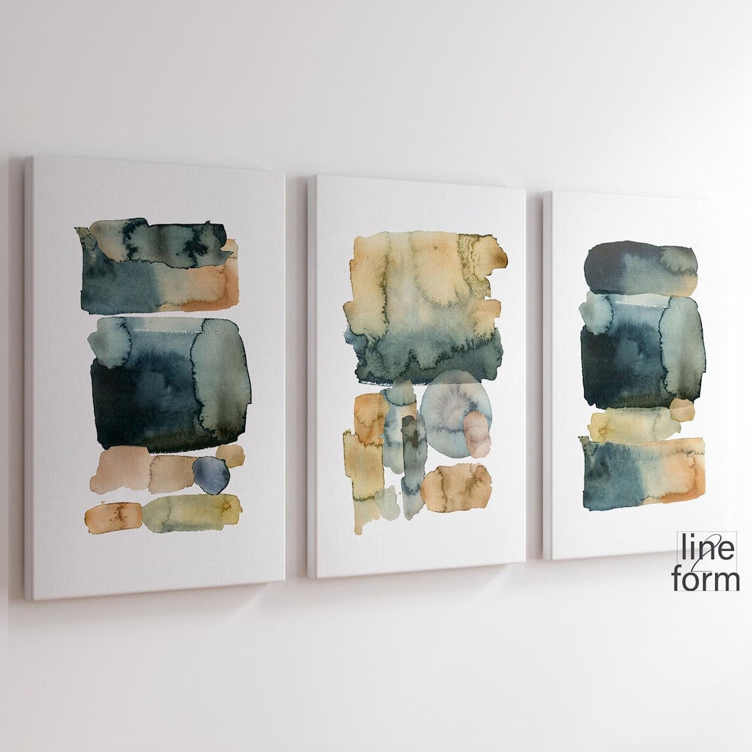 Watercolor Shapes Print Set of 3: Abstract Nordic Gallery Wall Art ...