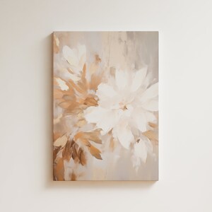 Neutral Floral Print Set of 3, Beige Gray Floral 3 Piece Wall Art ...