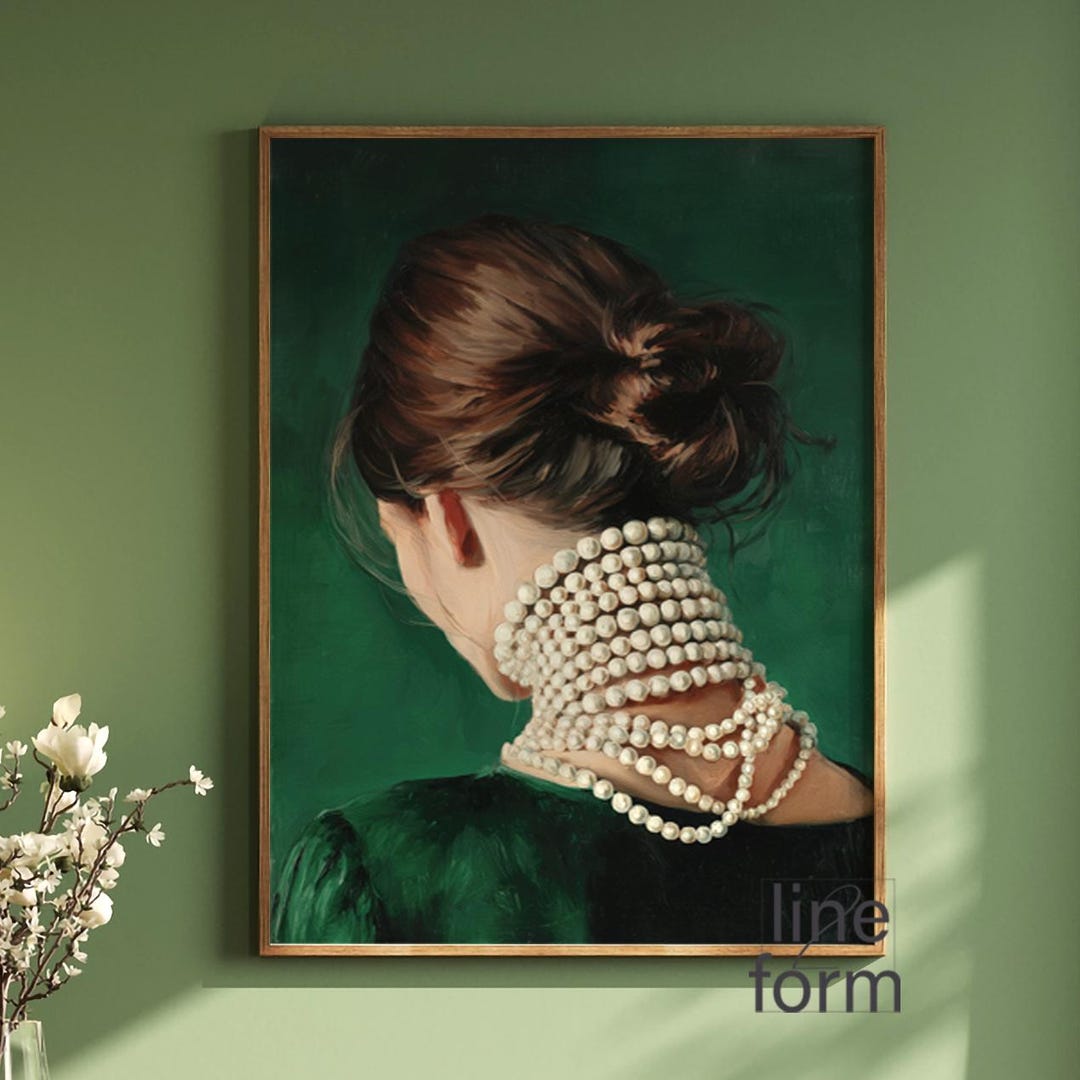 Emerald Green Abstract Female Art, Woman Back View Art, Feminine Wall ...