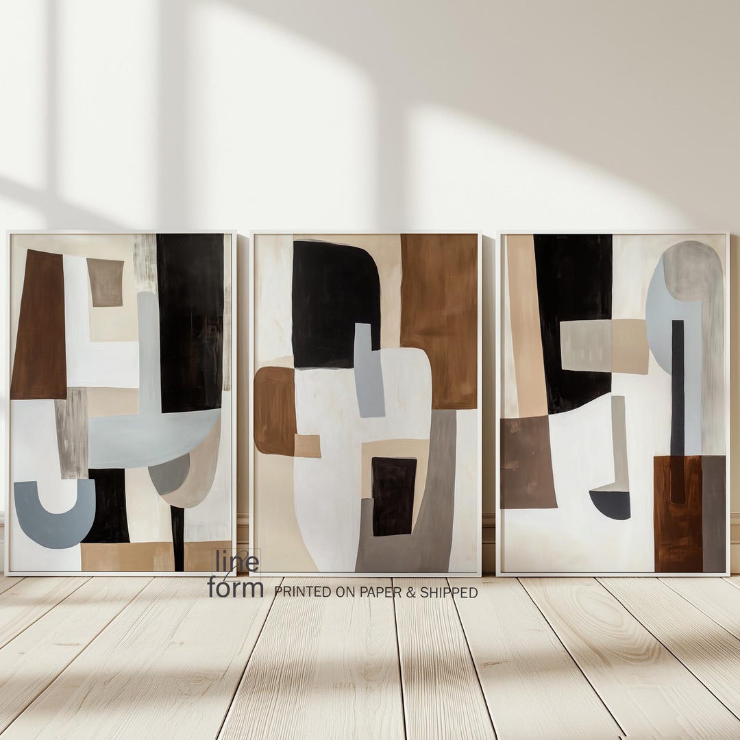 Neutral Abstract Painting Set of 3 Pieces Neutral Earth Colors Art ...