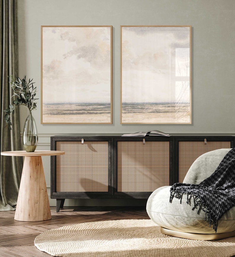 Neutral Landscape Abstract Set of 2 Prints Neutral Art Print - Etsy