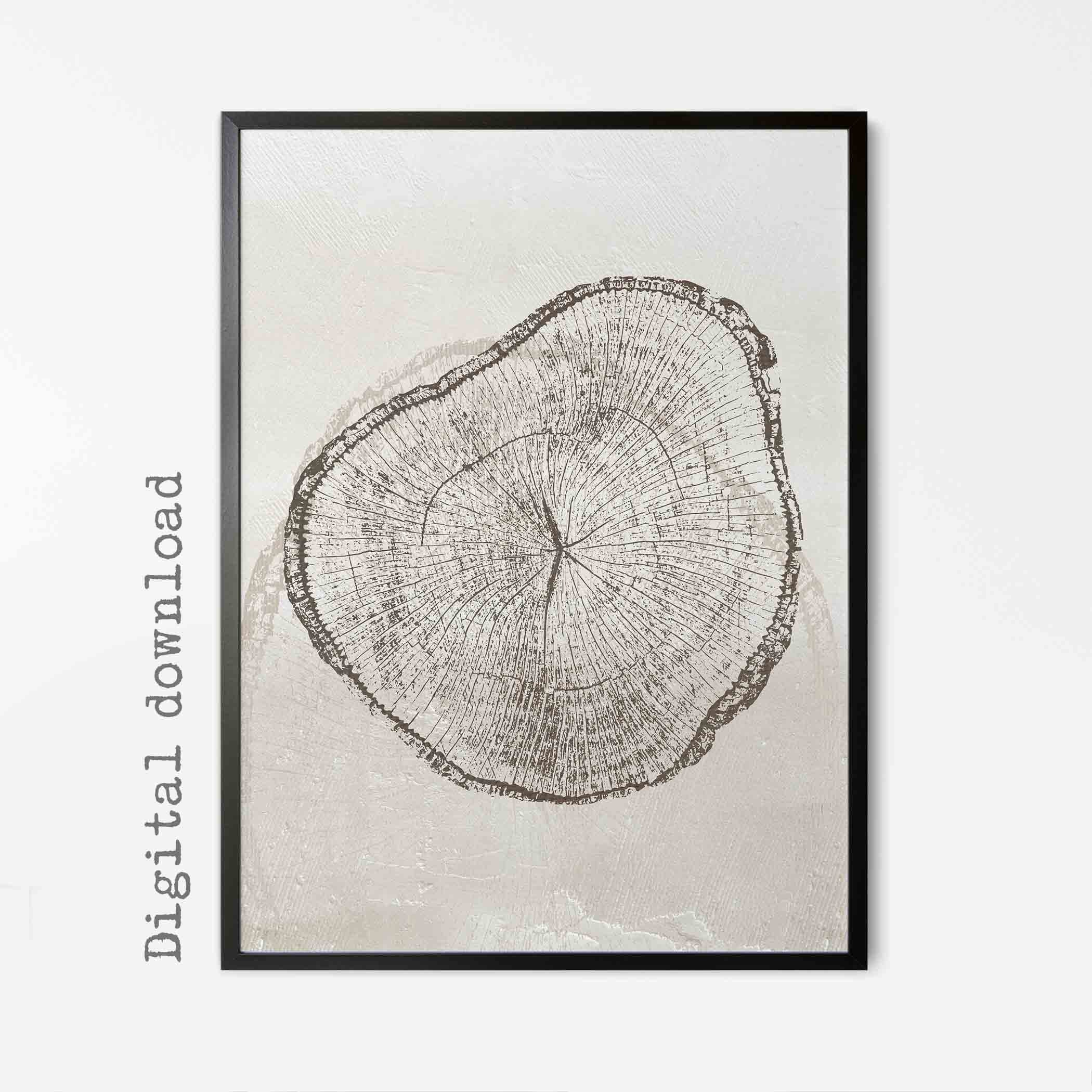 Beige Tree Ring Prints Set of 3 Nordic Prints Tree Stump - Etsy