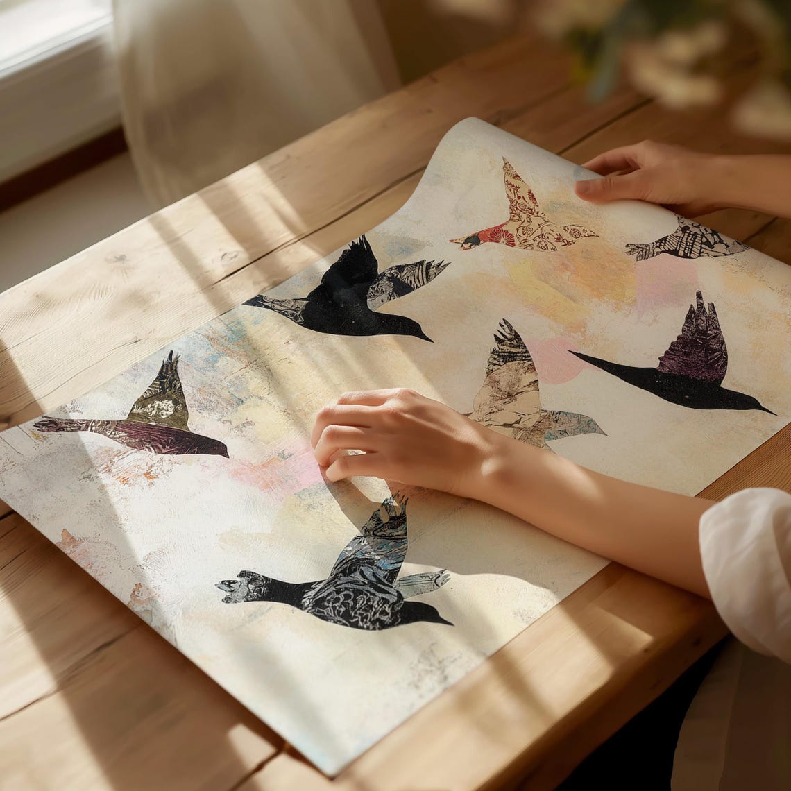 Flying Birds Print Set of 2: Abstract Pastel Wall Art - Etsy