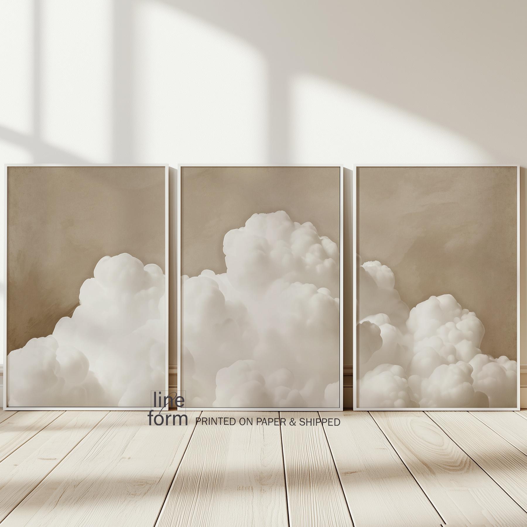 Neutral Cloud Print Set of 3: Beige Abstract Sky Wall Art - Etsy