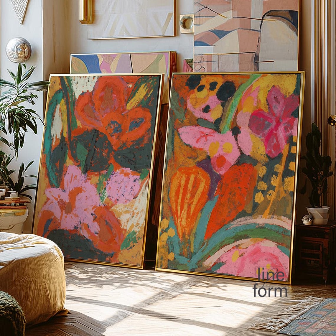 Abstract Floral Print Set of 2: Colorful Modern Art (unframed) - Etsy