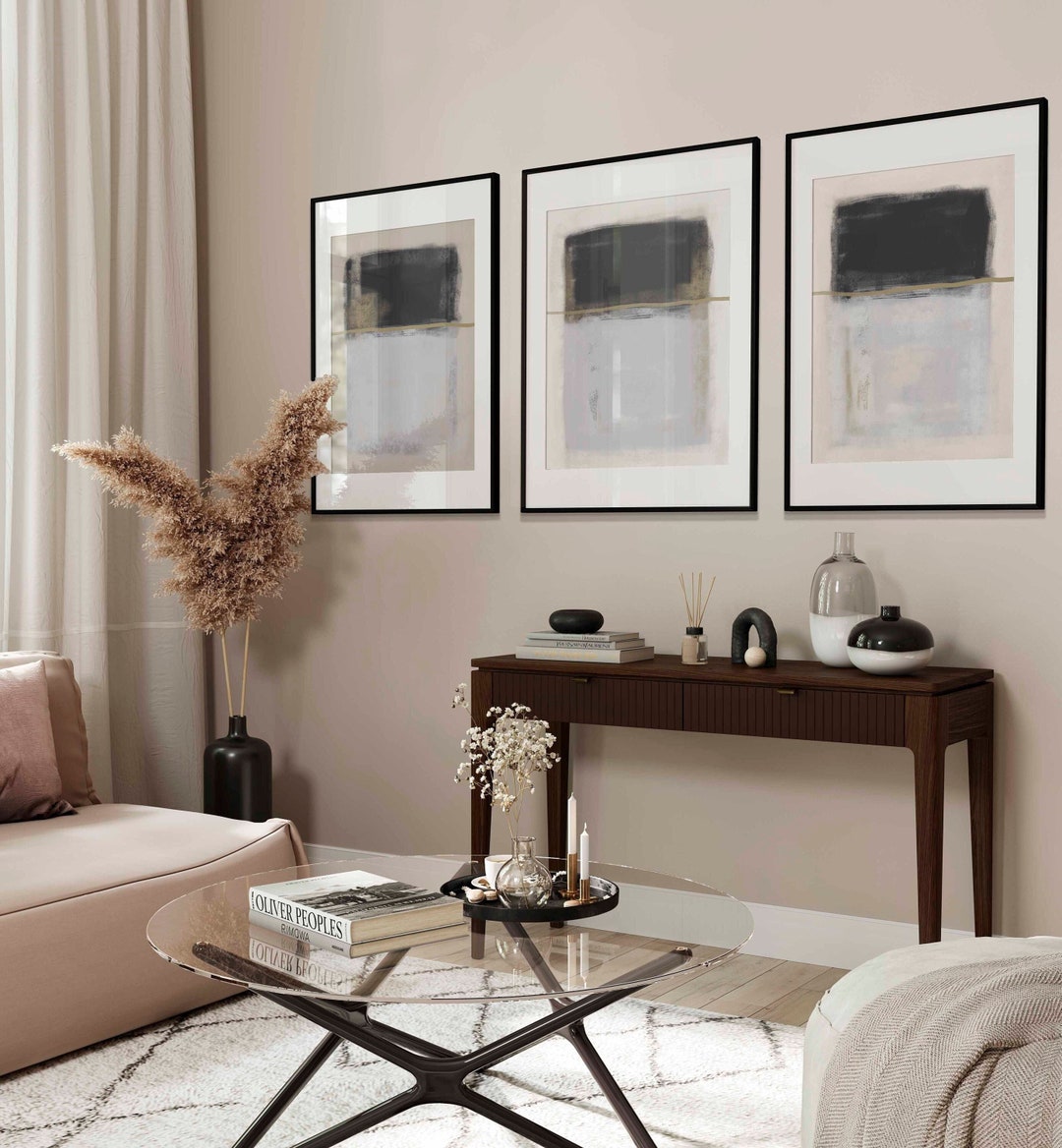 Simple Neutral Rustic Abstract Gallery Wall Art Set of 3 Abstract ...