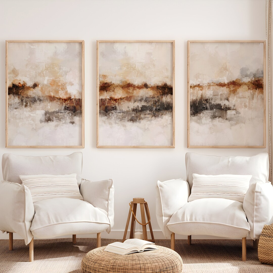 Modern Textured Abstract Set of 3 Prints, Neutral Art Print Set, 3 ...