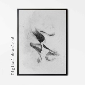 Above Bed Art Romantic Watercolor Gallery Wall Art Set of 3 Kiss Print ...