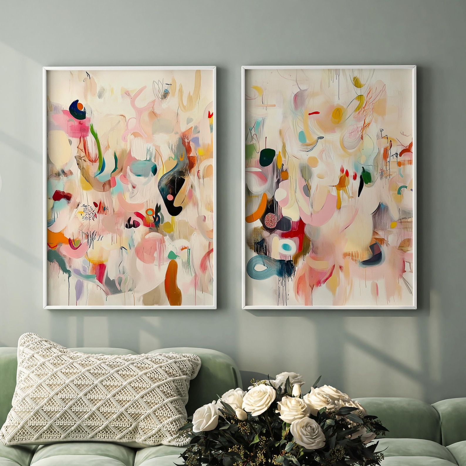 Abstract Oil Painting Prints: Set of 2, Colorful Modern Wall Art - Etsy