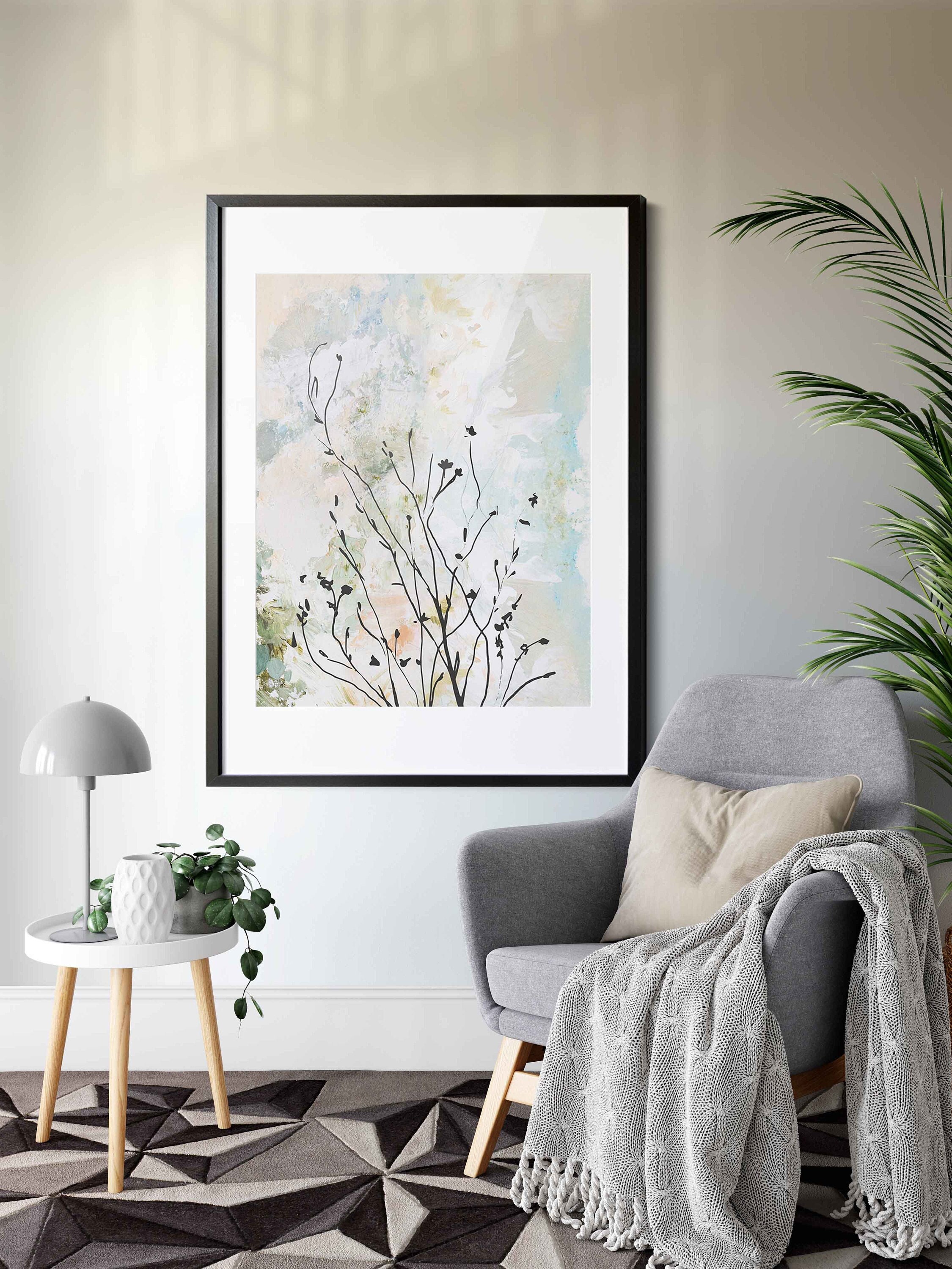 Modern Line Drawing Simple Neutral Flower Line Drawing Modern - Etsy