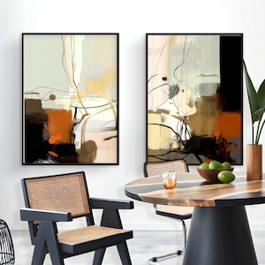 Earth Tone Wall Art Abstract Set of 2 Prints Modern Printable Wall Art ...