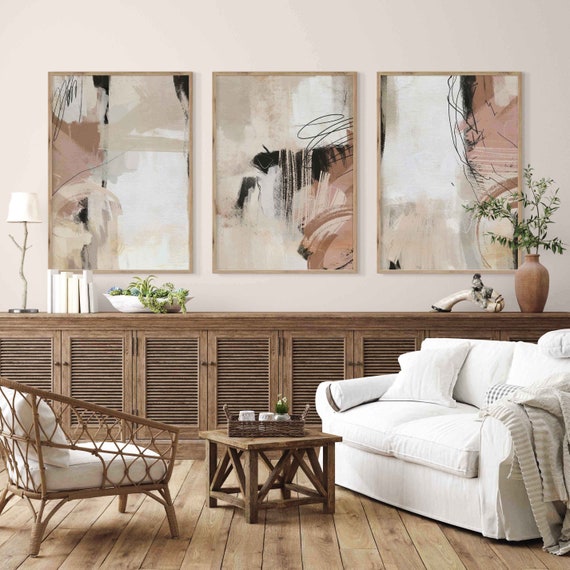 Neutral Modern Abstract Painting Gallery Wall Art Set of 3 | Etsy