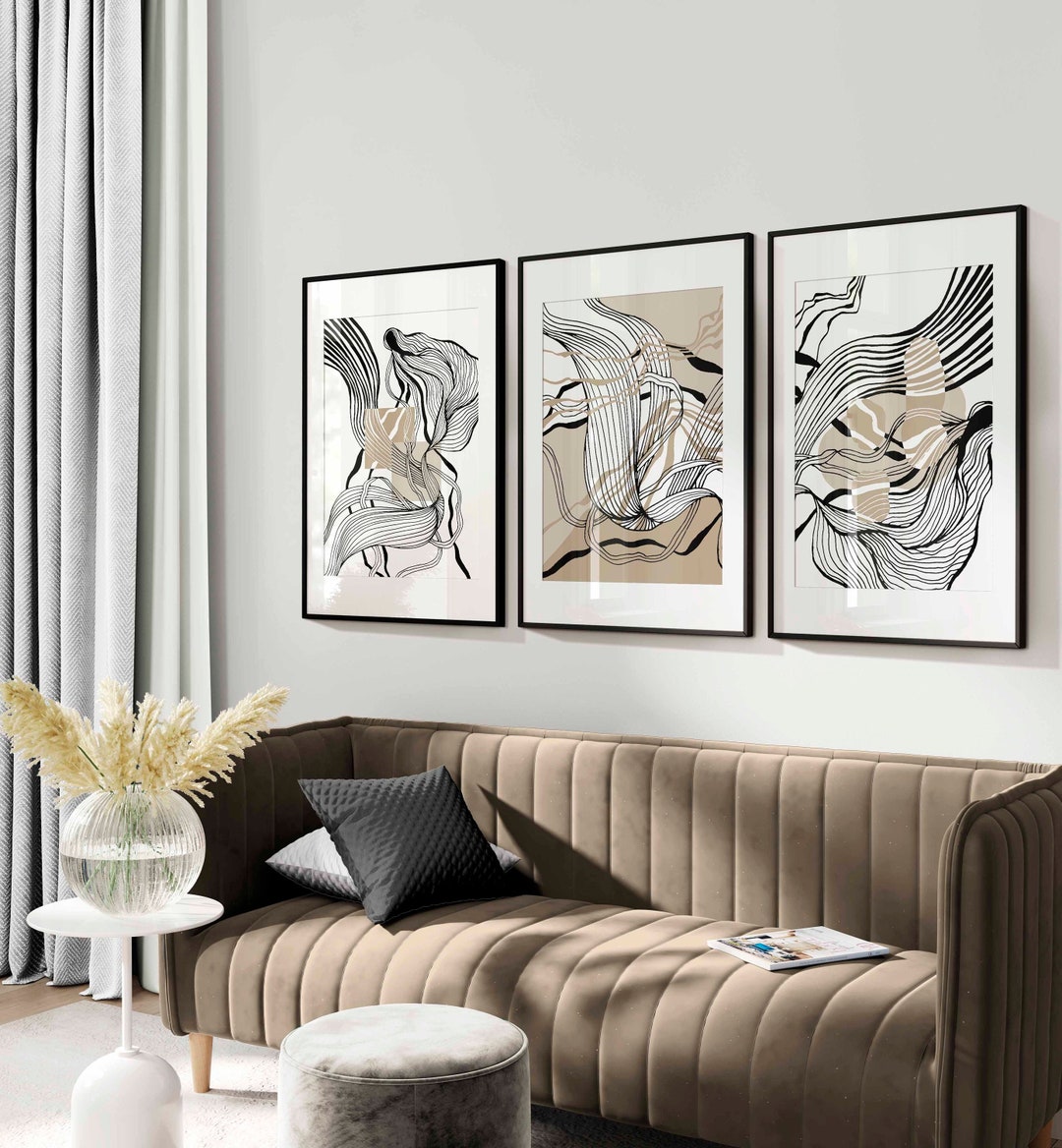 Modern Neutral Abstract Print Gallery Wall Art Set of 3 Prints Modern ...