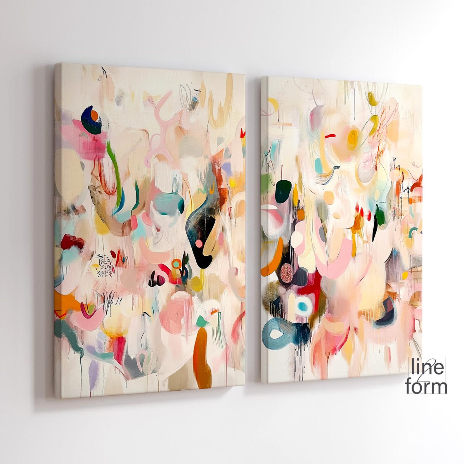 Abstract Oil Painting Prints: Set of 2, Colorful Modern Wall Art - Etsy