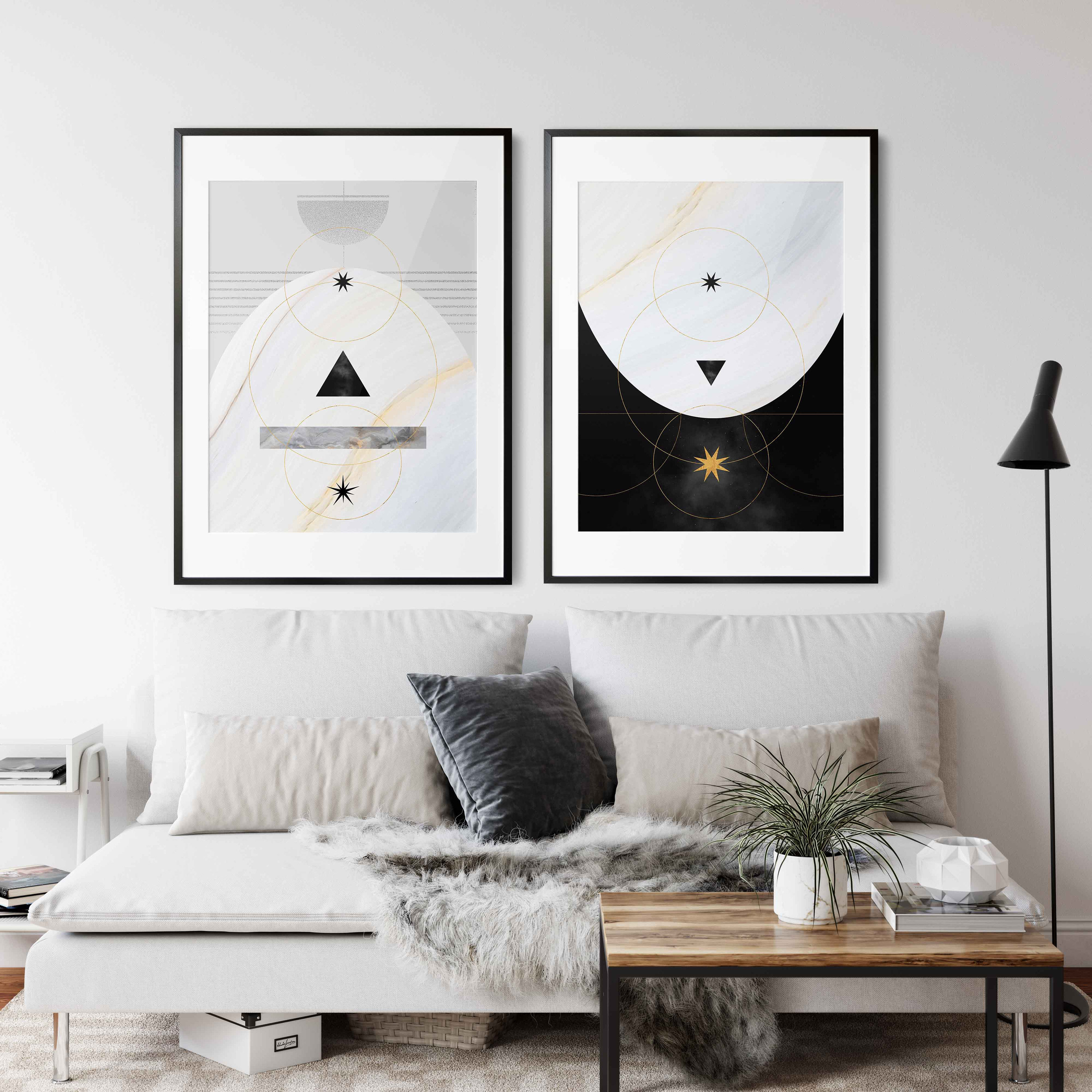 Sacred Geometry Art Set of 2 Prints Spiritual Print Gold Foil | Etsy