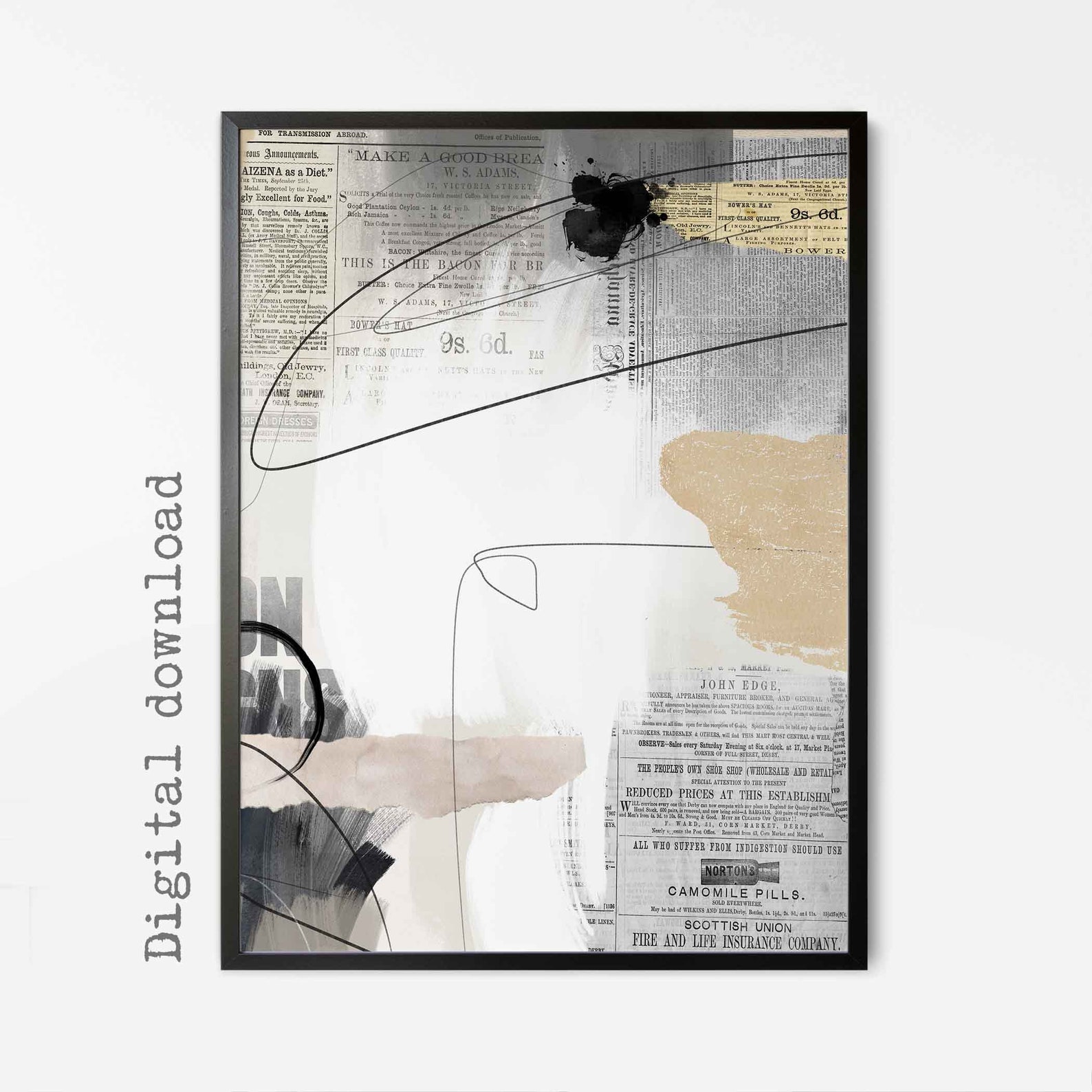 Newspaper Art Modern Simple Neutral Gallery Wall Art Set of 3 - Etsy