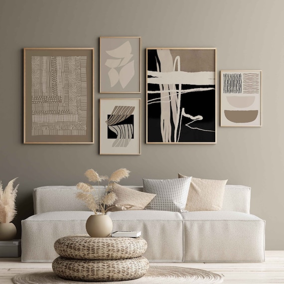 Modern Minimalist Abstract Print Set of 5 Nordic Prints Simple - Etsy