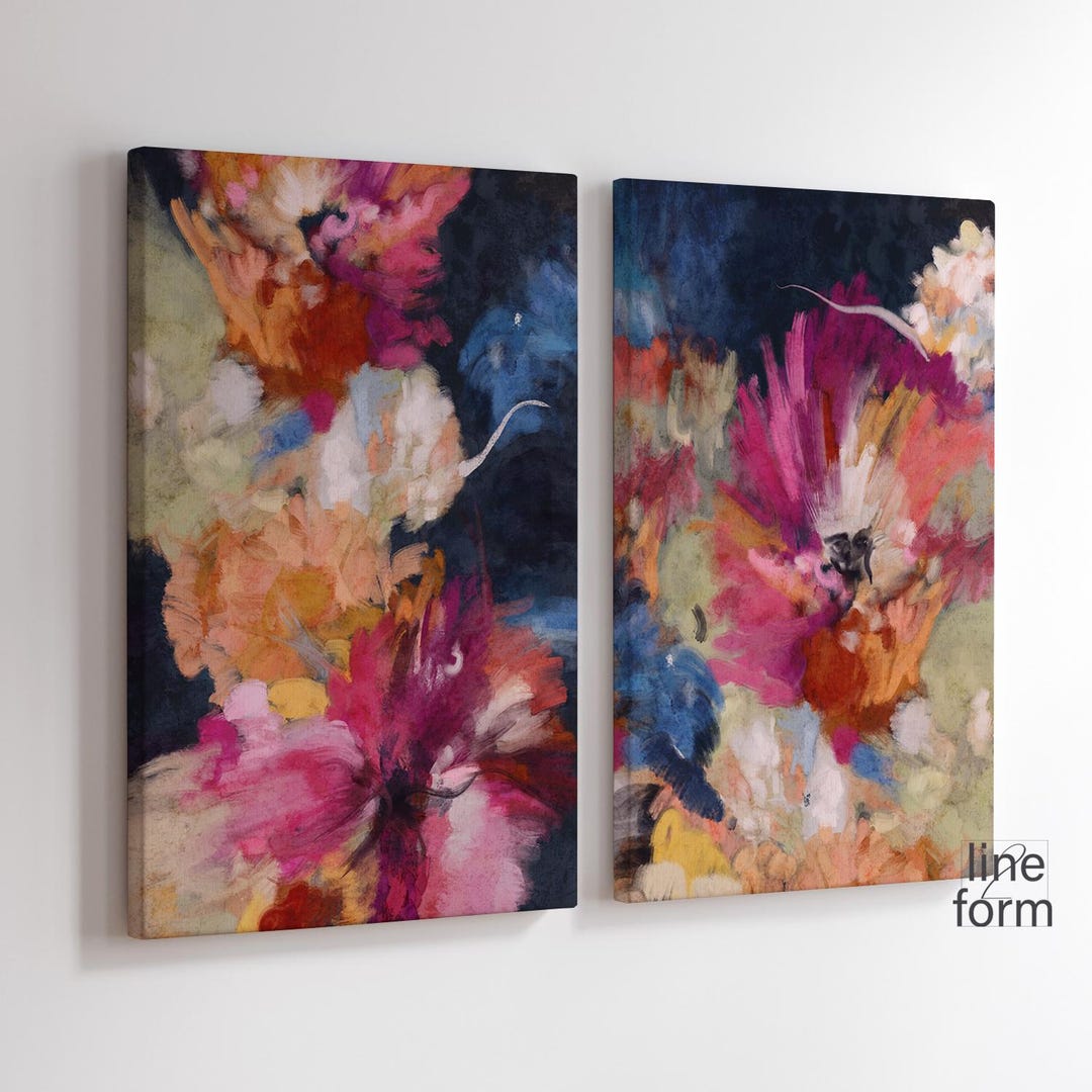 Colorful Abstract Art Print Set of 2 Prints Modern Printable Wall Art ...