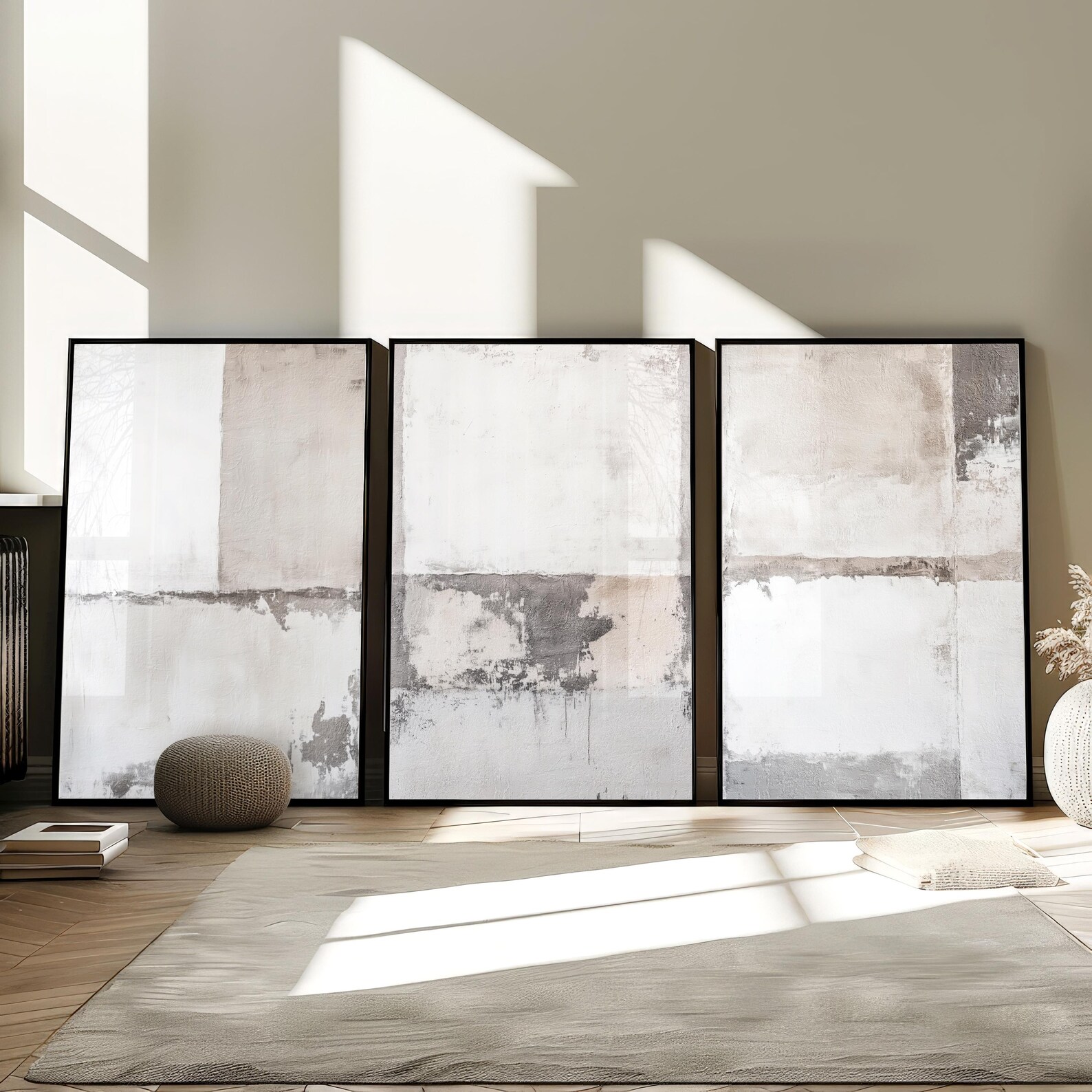 Neutral Abstract Art Prints: Minimalist Nordic Gallery Wall Set - Etsy