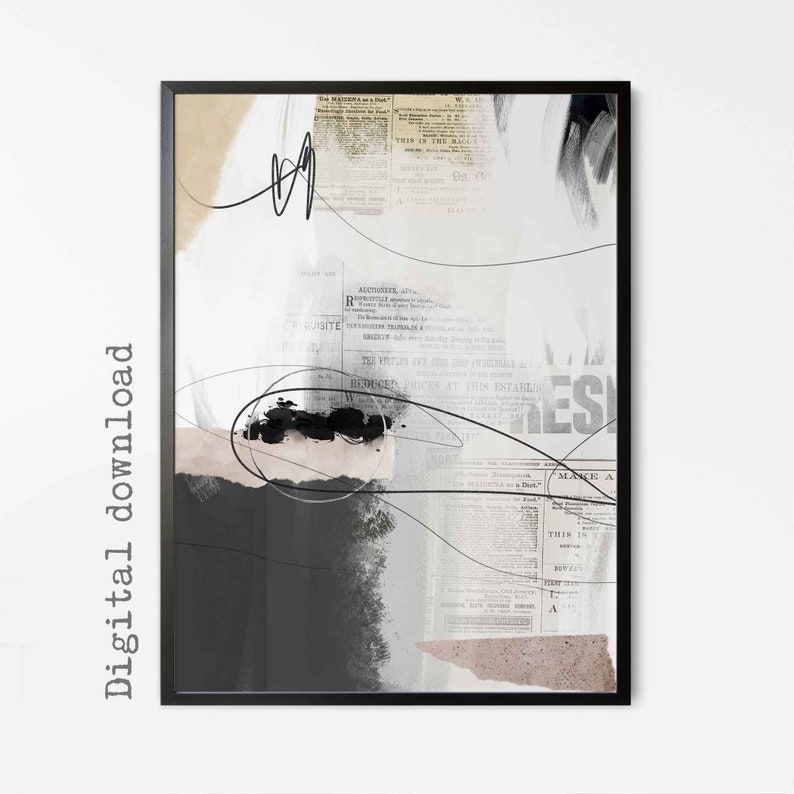 Newspaper Art Modern Simple Neutral Gallery Wall Art Set of 3 - Etsy