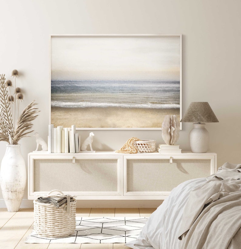 Large Neutral Sea Landscape Large Beach Painting Coastal Wall - Etsy