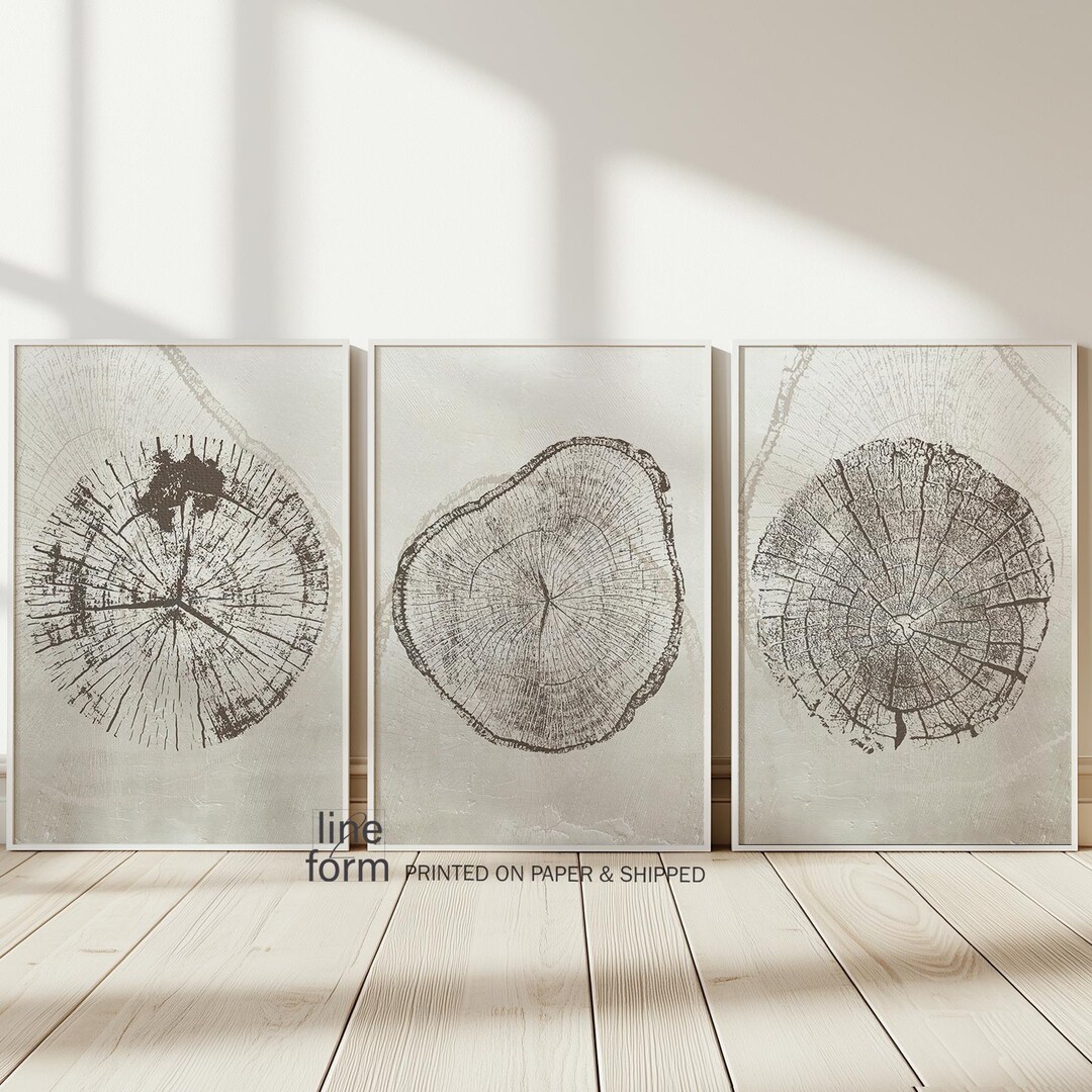 Neutral Tree Ring Prints Set of 3 Nordic Prints Tree Stump Prints Tree ...