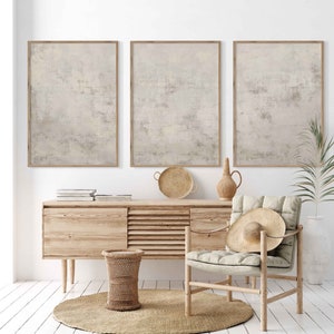 Greige Abstract Gallery Wall Art Set of 3: Nordic Minimalist Prints ...