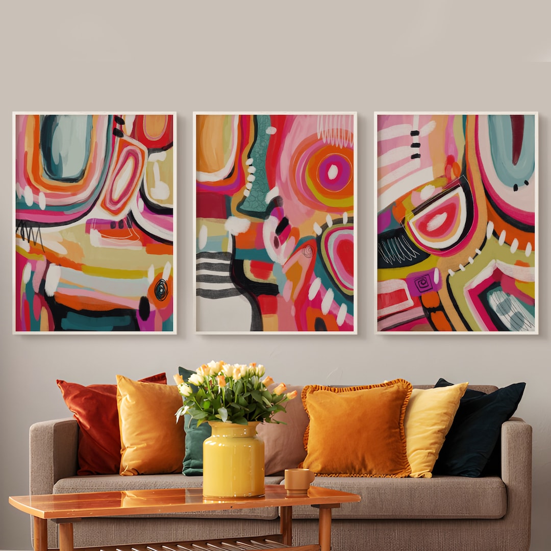Colorful Abstract SET of 3 Prints Colorful Modern Abstract Art ...