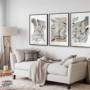 Modern Neutral Abstract Print Gallery Wall Art Set of 3 Prints Modern ...