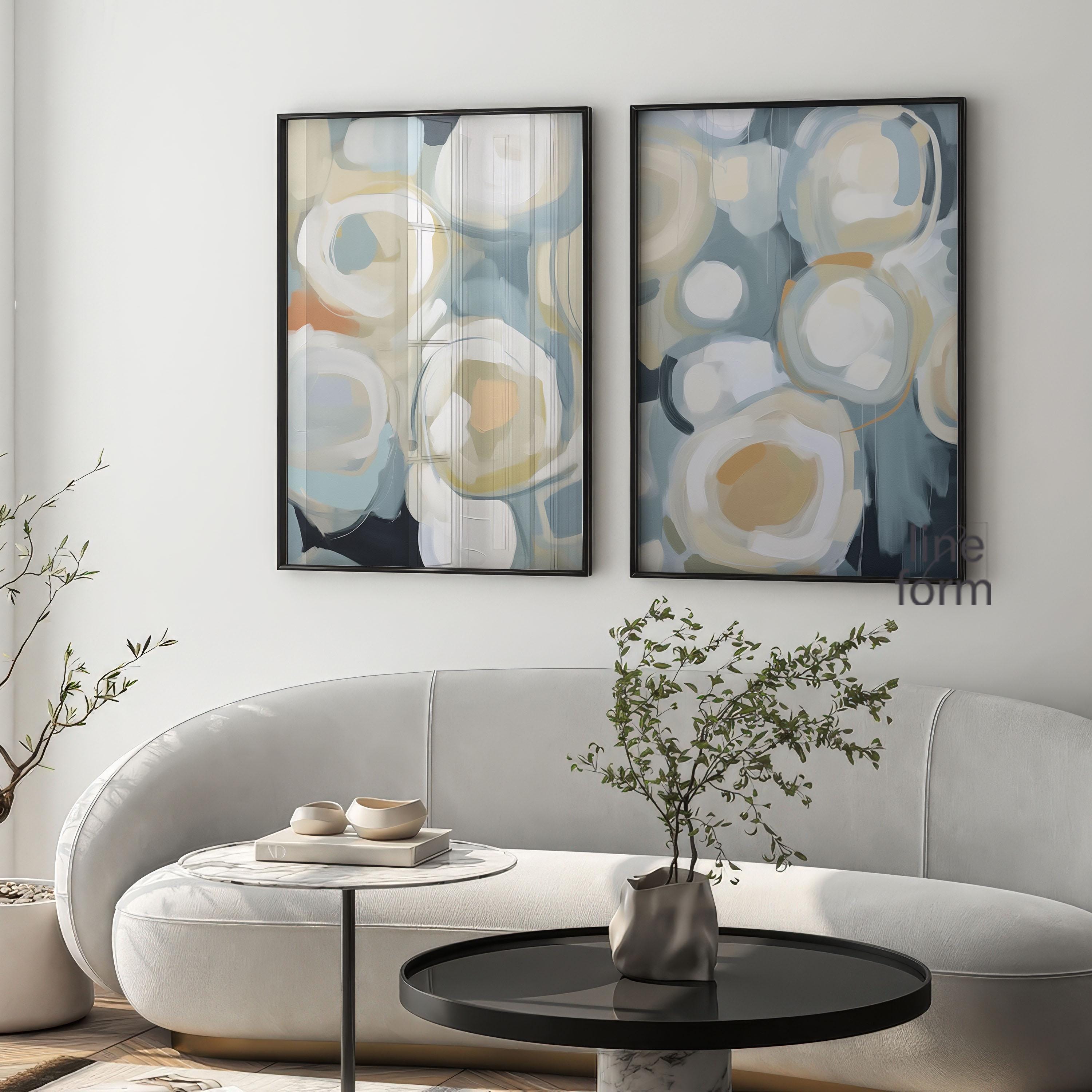 Light Blue Abstract Art Prints Set of 2: Modern Home Decor Set - Etsy