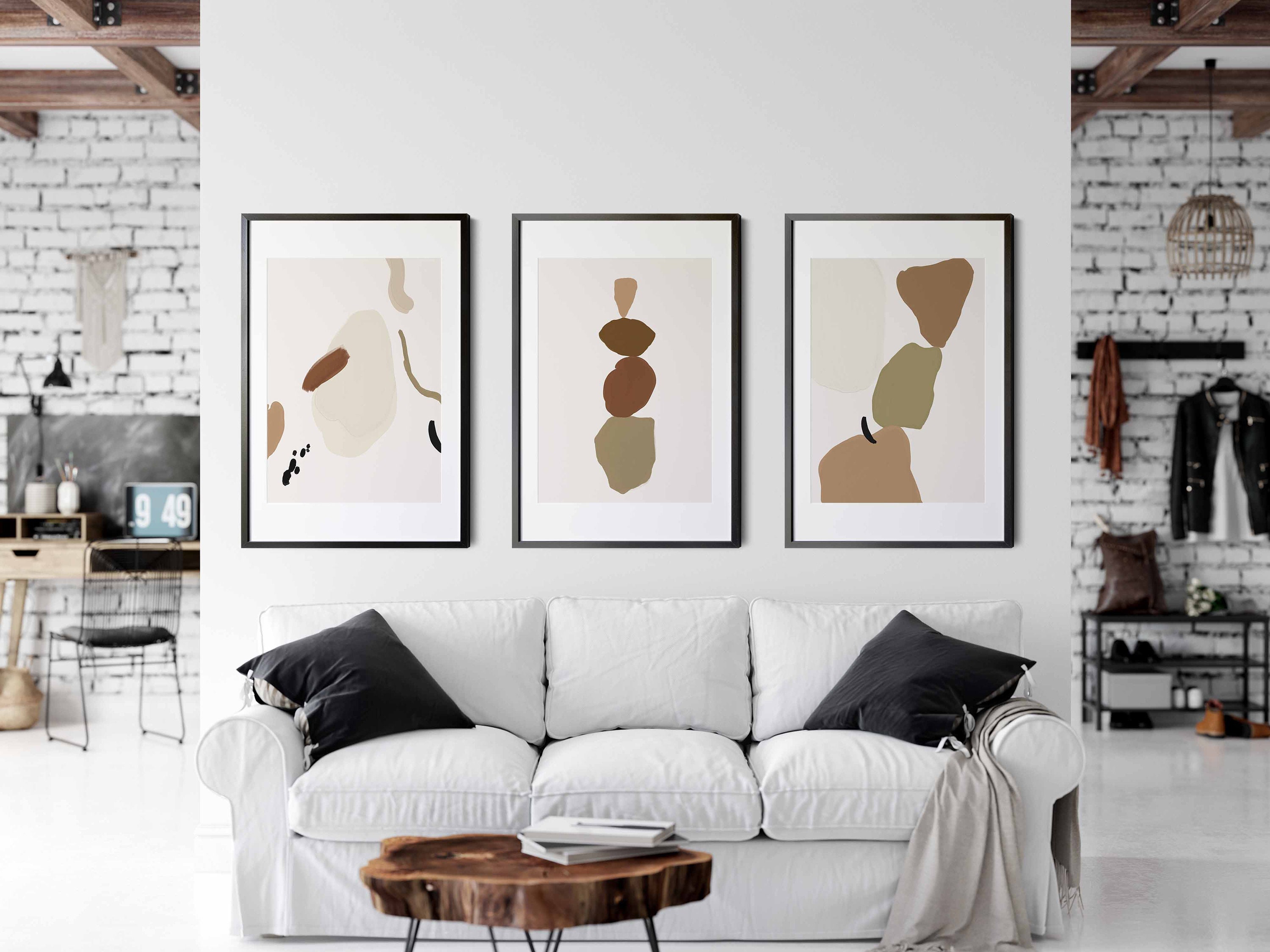 Modern Shapes Abstract Earthy Art Gallery Wall Art Set of 3 - Etsy