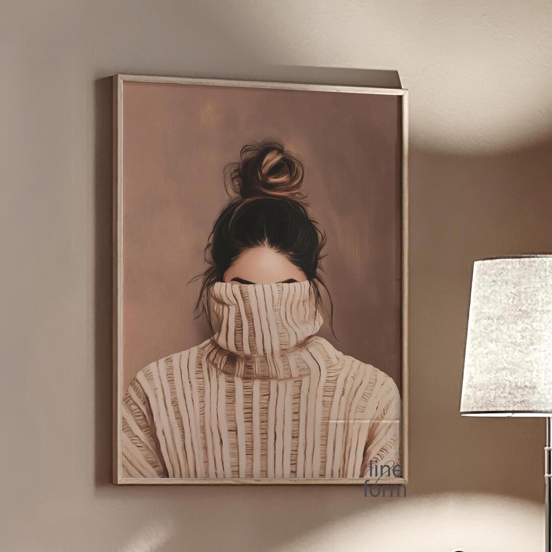 Neutral Abstract Female Art Print: Minimalist Japandi Portrait - Etsy