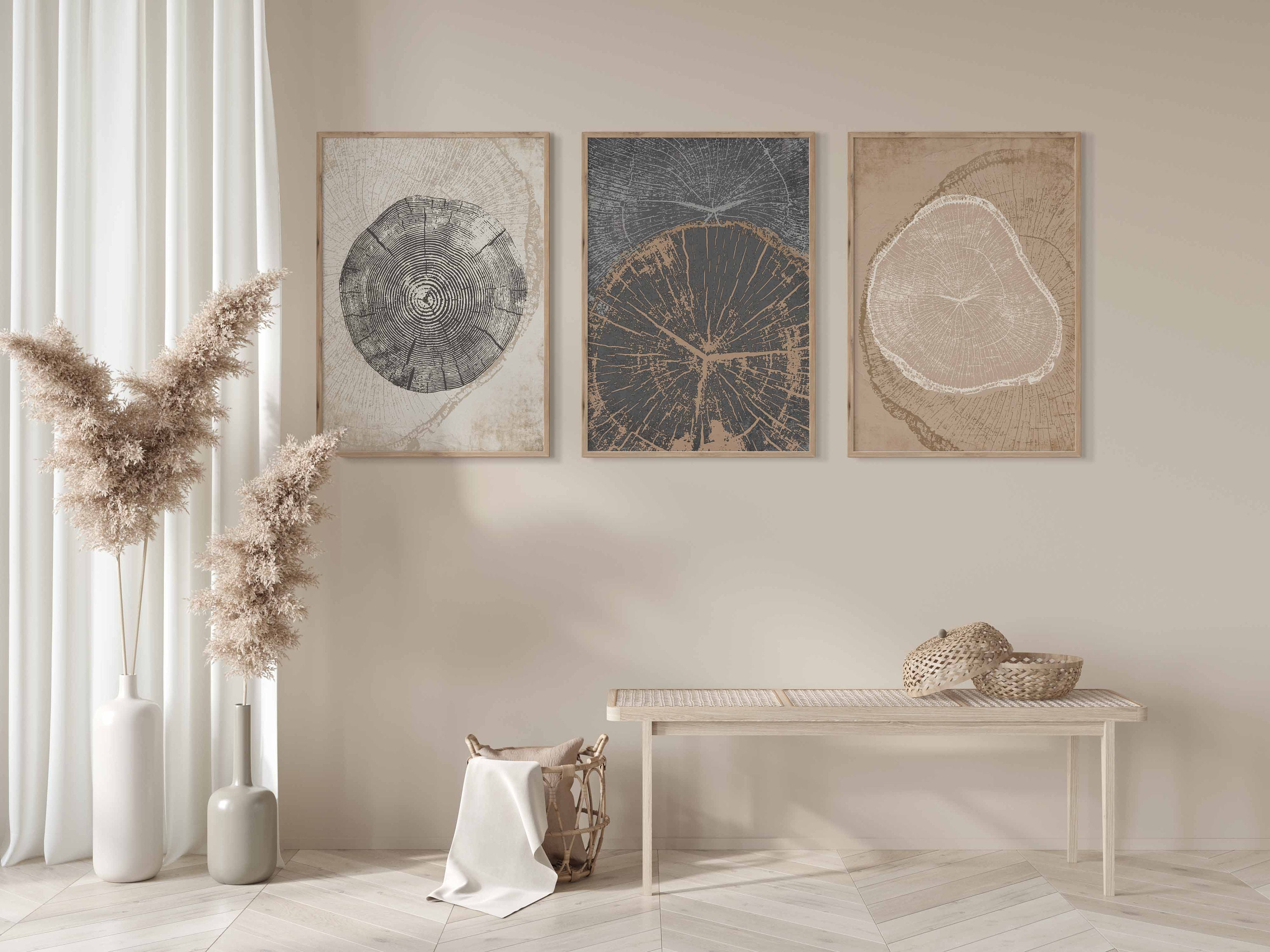Beige Tree Ring Prints Set of 3 Nordic Prints Tree Stump - Etsy Canada