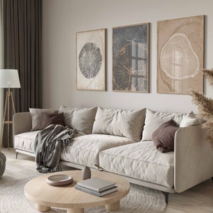 Beige Tree Ring Prints Set of 3 Nordic Prints Tree Stump Prints Tree ...