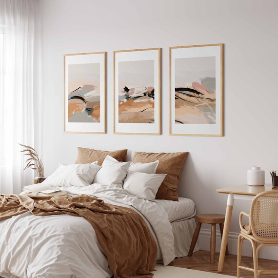 Earth Colors Abstract Landscape Gallery Wall Art Set of 3 | Etsy